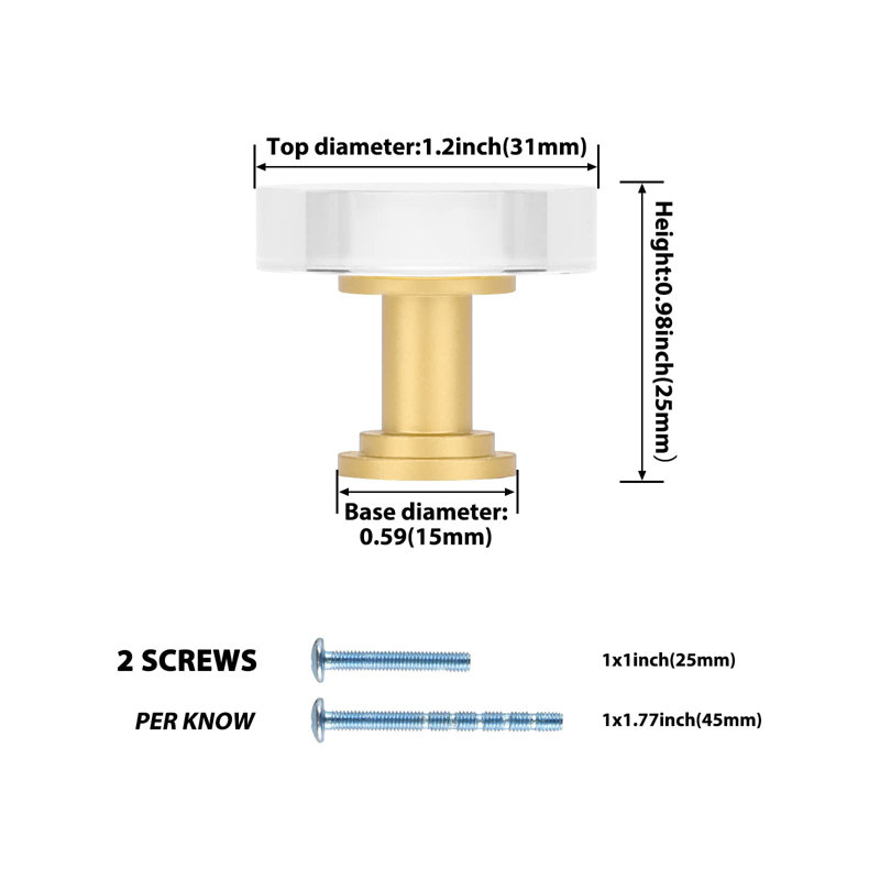 COAHAHA Brushed Brass & Clear Crystal Cabinet Knobs - Luxurious ...